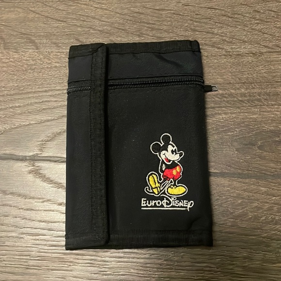 Disney | Bags | Vintage Euro Disney Black Velcro Wallet | Poshmark